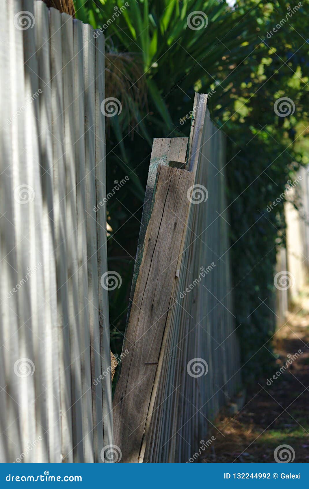 Almost fallen wooden fence stock photo. Image of untidy - 132244992