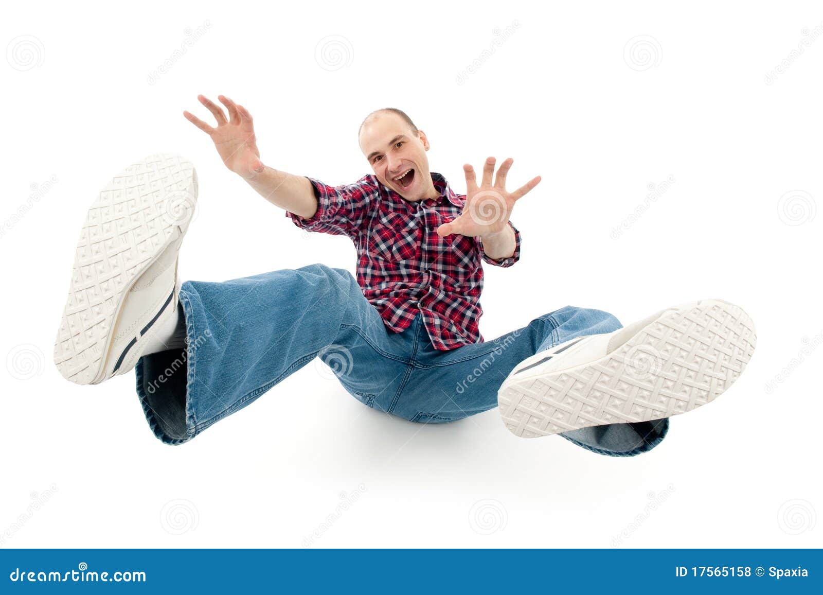 Fallender junger Mann stockfoto. Bild von voll, sturz - 17565158