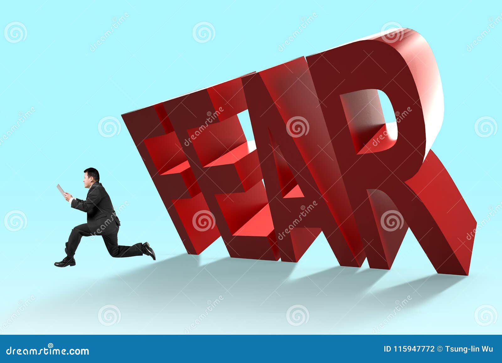 Fallendes Wort Der FURCHT 3D Mit Laufendem Mann Stockfoto - Bild von ...