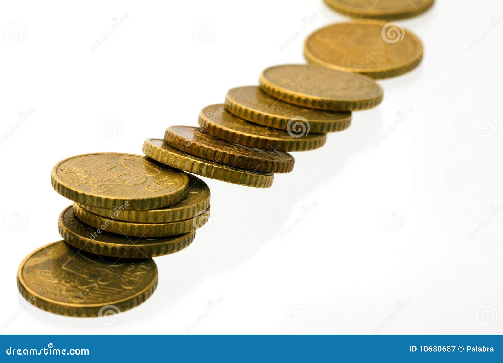 Falling 50 euro cent coins stock image. Image of isolated - 10680687