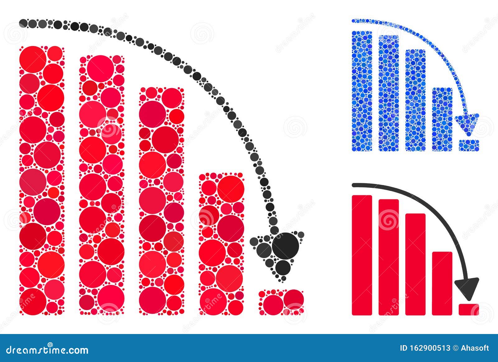 Falling Acceleration Chart Composition Icon of Circles Stock ...