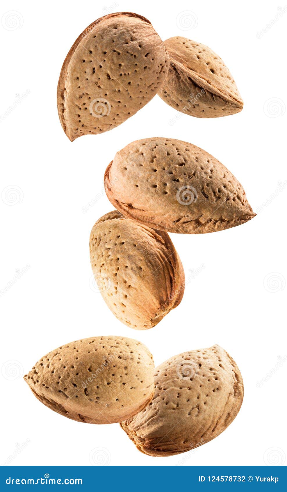 Falling Almonds in Shell Isolated on a White Background Stock Photo ...
