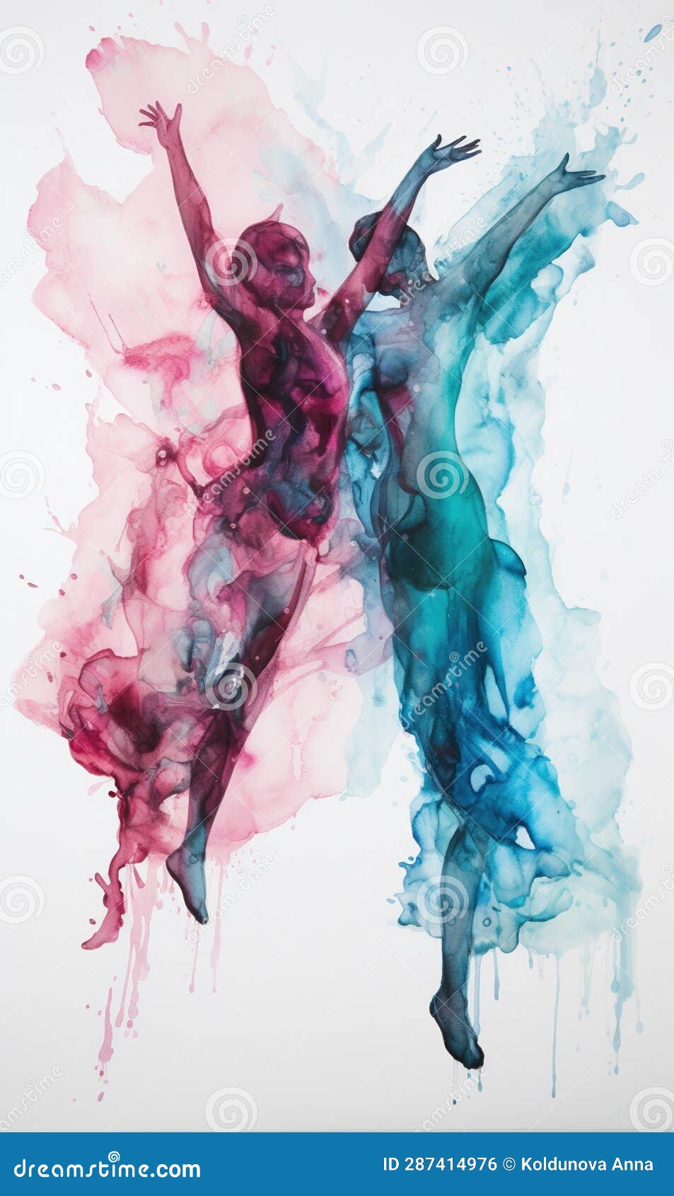 Falling Angel, Two People Skydiving in Ink Style Stock Photo - Image of ...