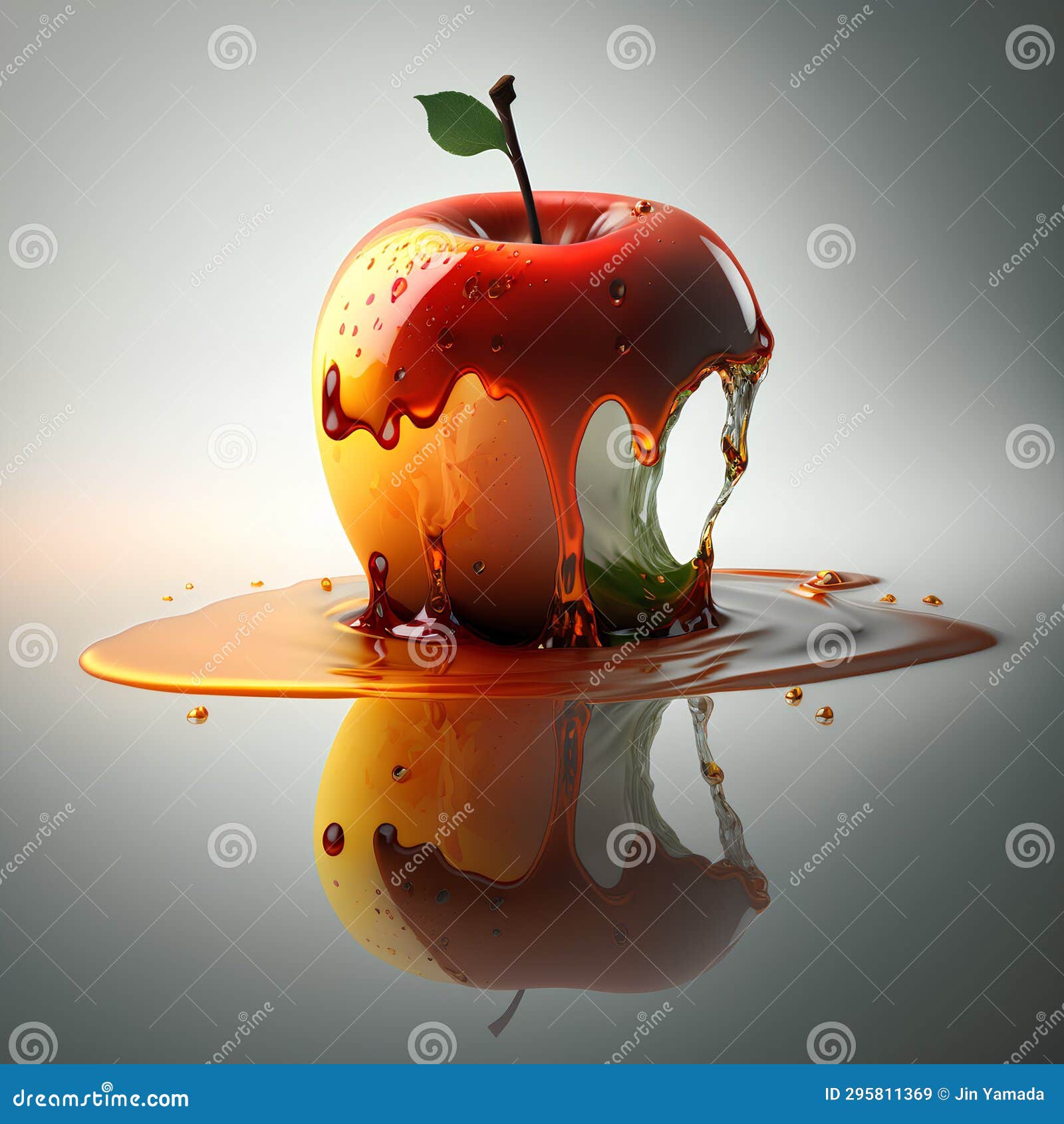 Falling Apple with Dripping Red Juice. 3d Rendering, 3d Illustration ...