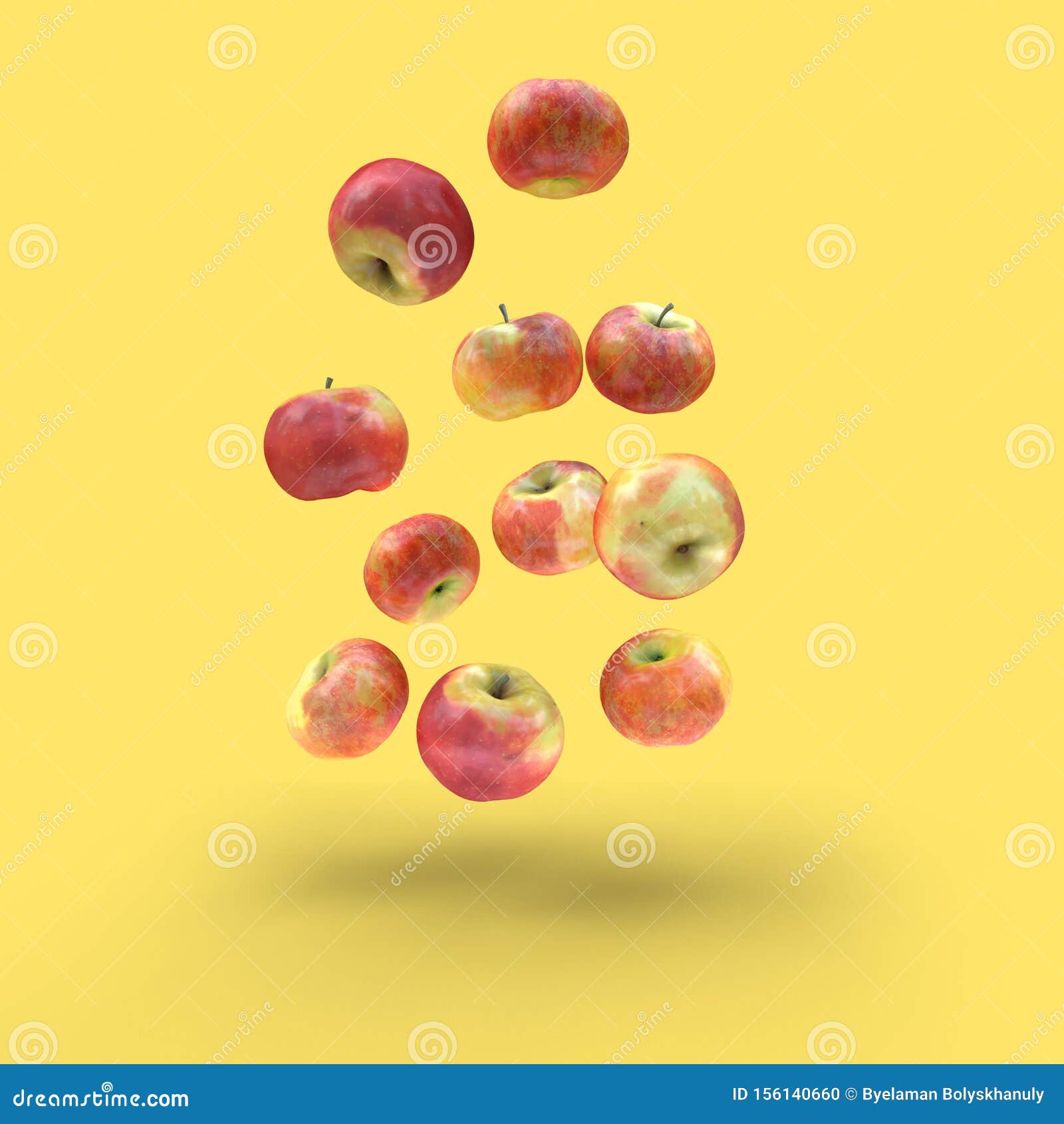 Falling Apples Solid Background Shadow Abstraction Stock Illustration ...