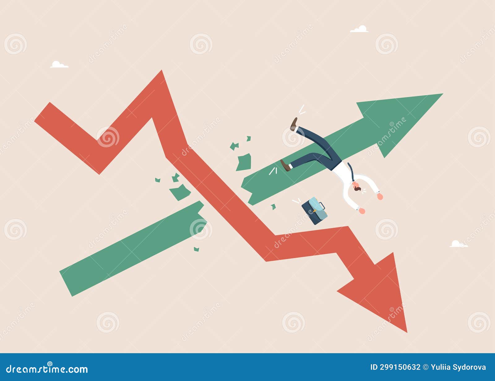 Falling Arrow Destroys Rising Arrow Stock Photo - Image of crisis ...