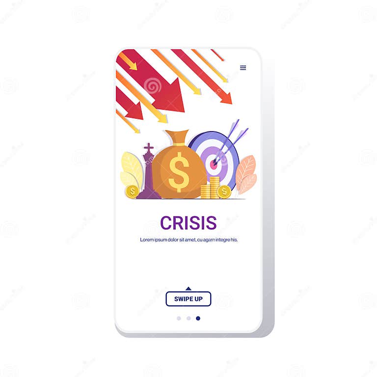 Falling Arrows Decrease Economy Stretching Rising Drop Financial Crisis Failure Budget Collapse ...