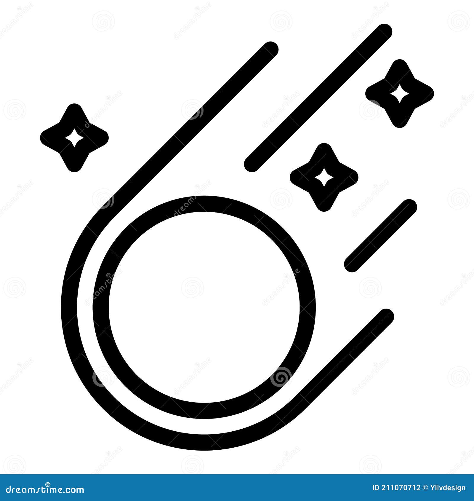 Falling Asteroid Icon, Outline Style Stock Vector - Illustration of ...