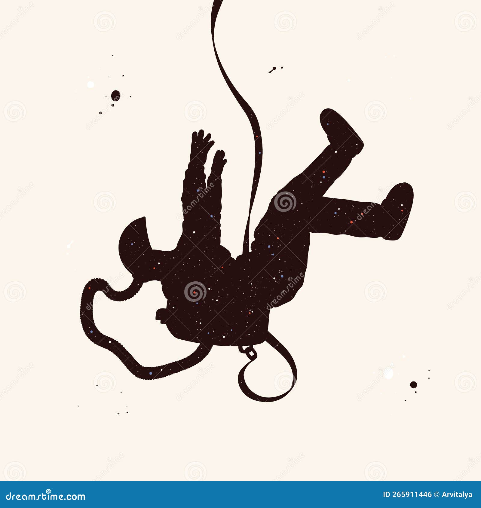 Falling Astronaut. Cosmonaut Isolated Silhouette Stock Vector ...