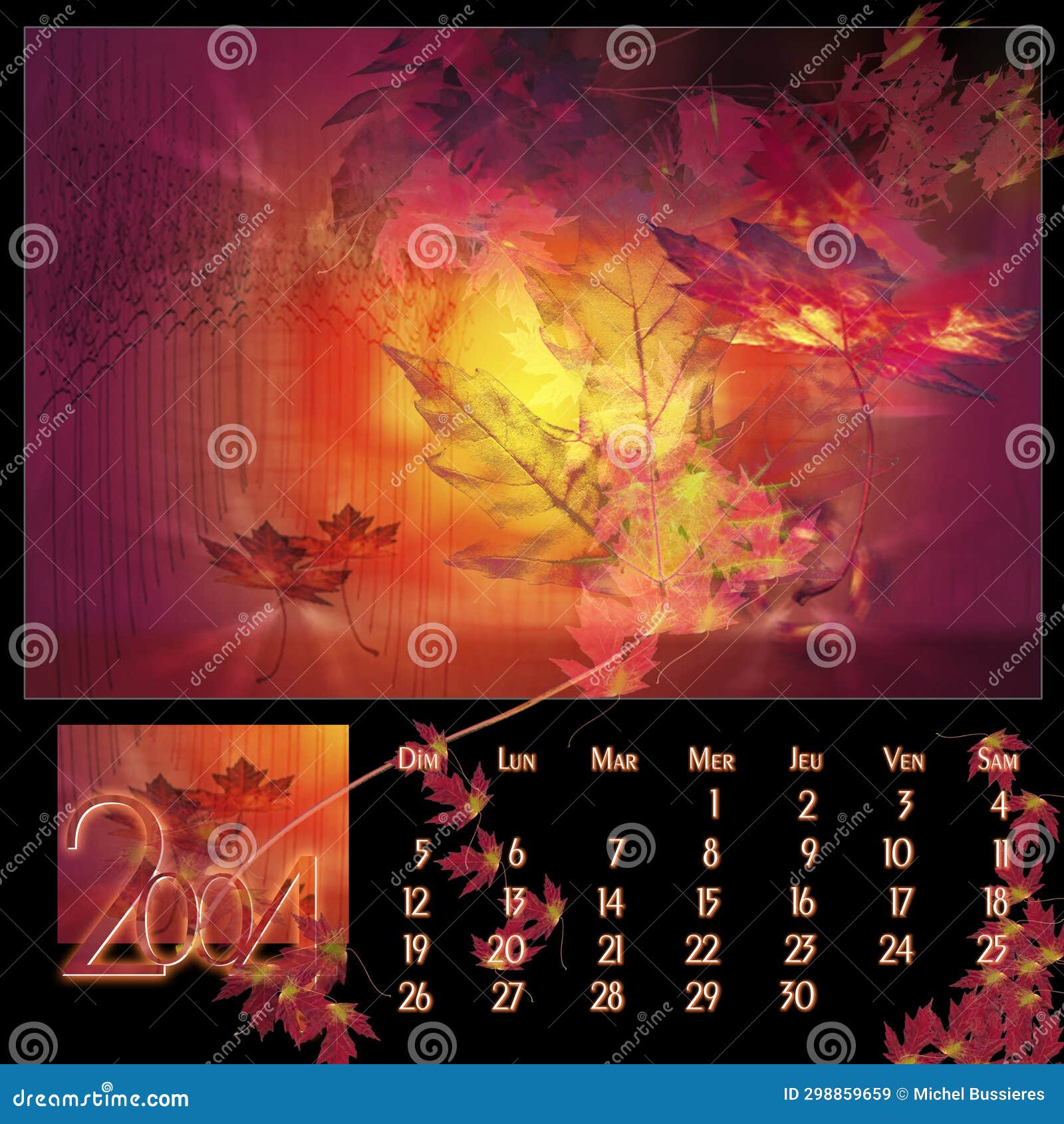 Falling Autumn Leaves Composite of a Calender Stock Image - Image of ...