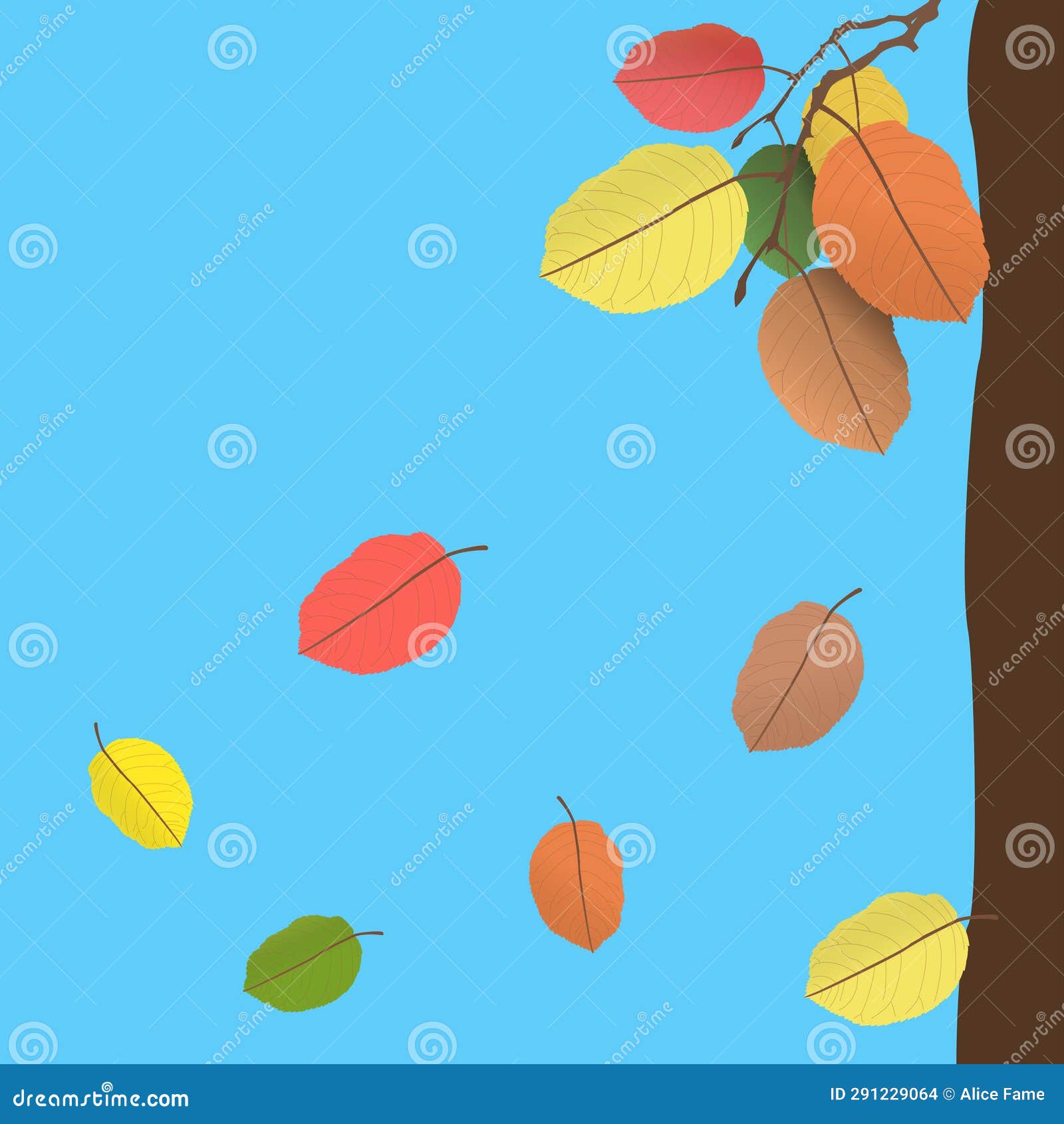 Bright Vector Drawing of Falling Autumn Leaves Stock Illustration ...