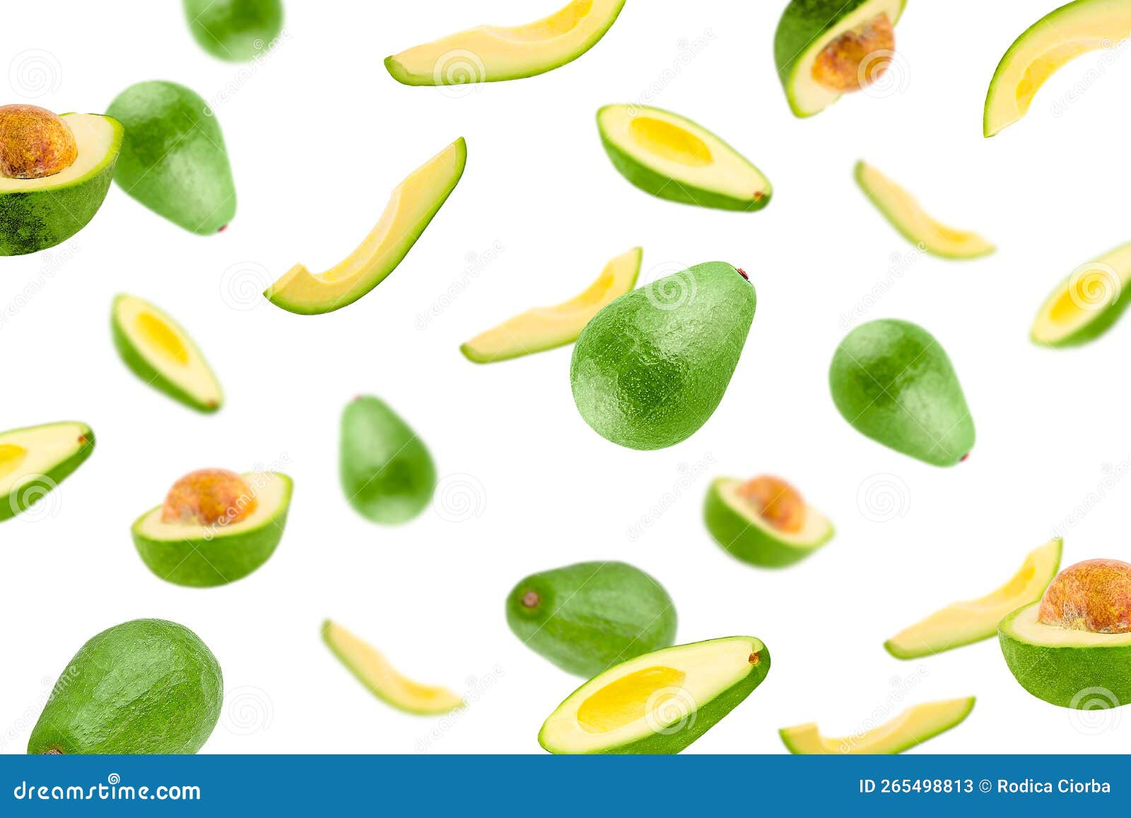Falling Avocado on White Surface for Advertisement Stock Image - Image ...
