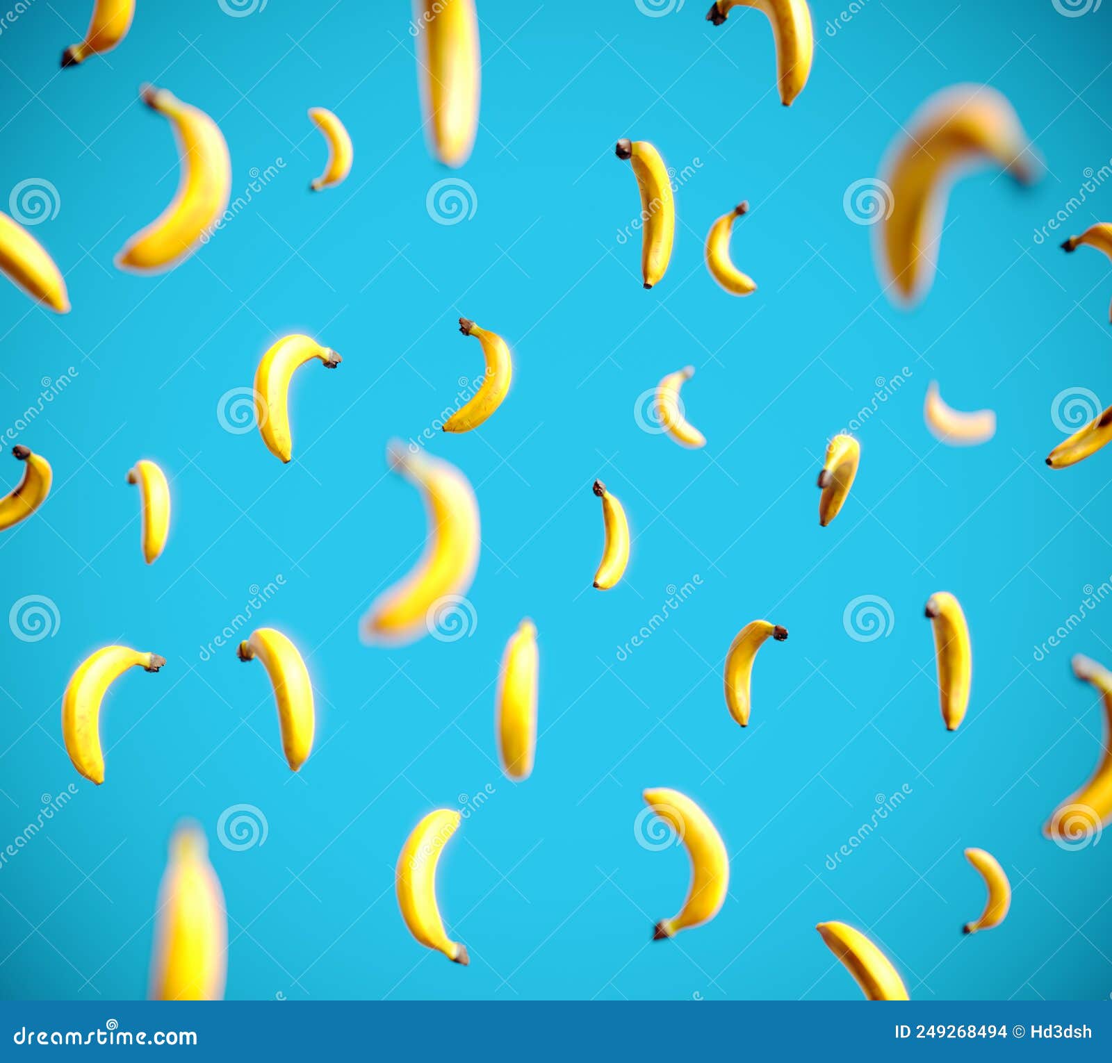 Falling Bananas on Blue Sky Background Stock Illustration ...