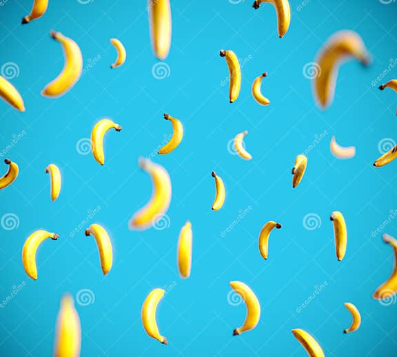 Falling Bananas on Blue Sky Background Stock Illustration - Illustration of banana, vitamin ...