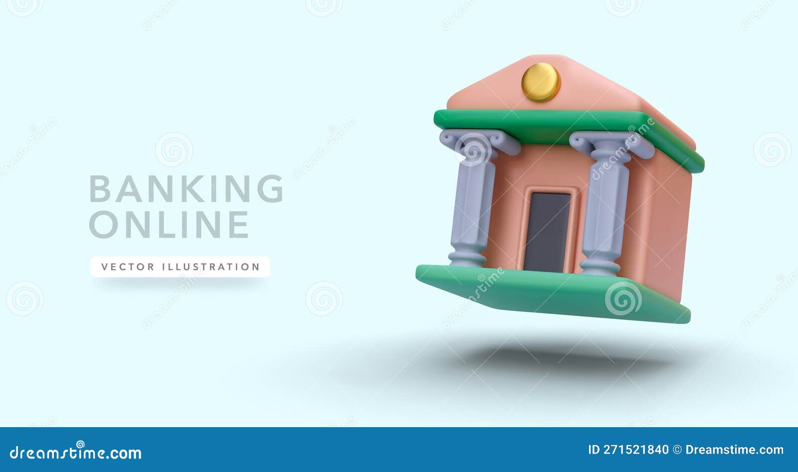 Falling Bank Building in 3d Realistic Style. Banking Online Concept ...