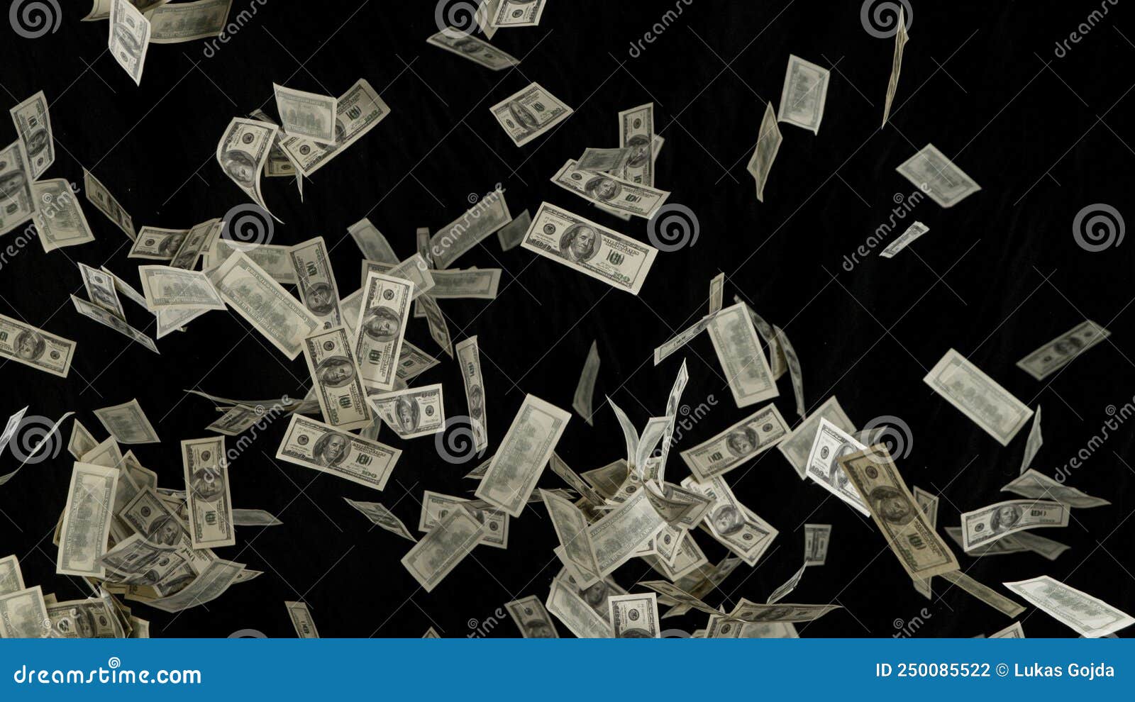 Falling Banknotes Dollars on Black Background Stock Photo - Image of ...