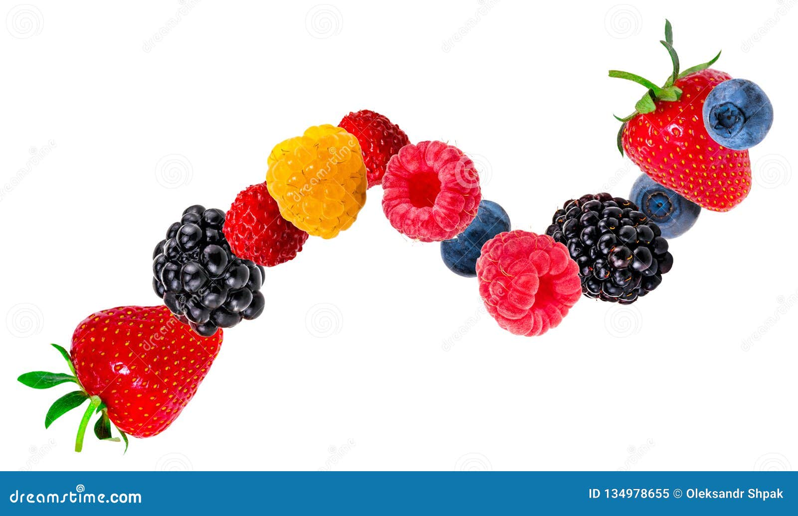 Falling Berry Mix Isolated on a White Background Stock Image - Image of ...