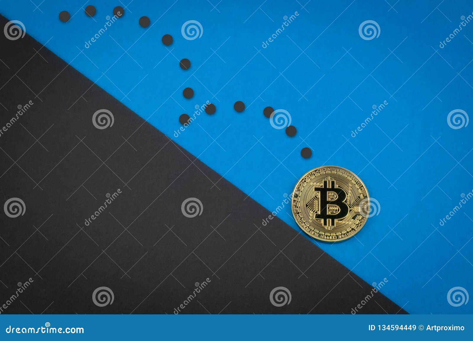 Falling Bitcoin Concept, the Coin is Rolling Down Stock Image - Image ...