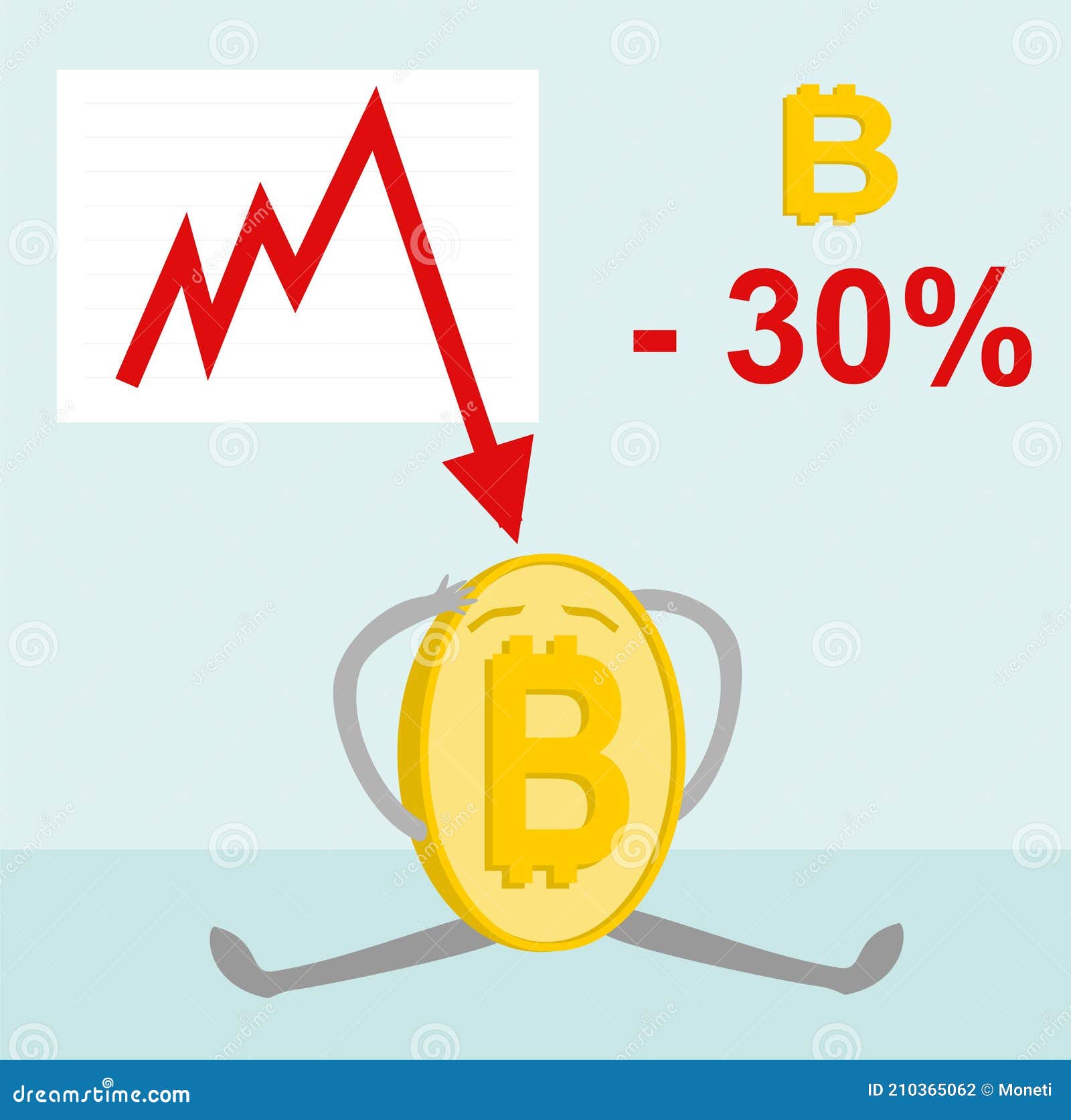 Falling Bitcoin Concept. Vector Illustration Showing Bitcoin with a ...