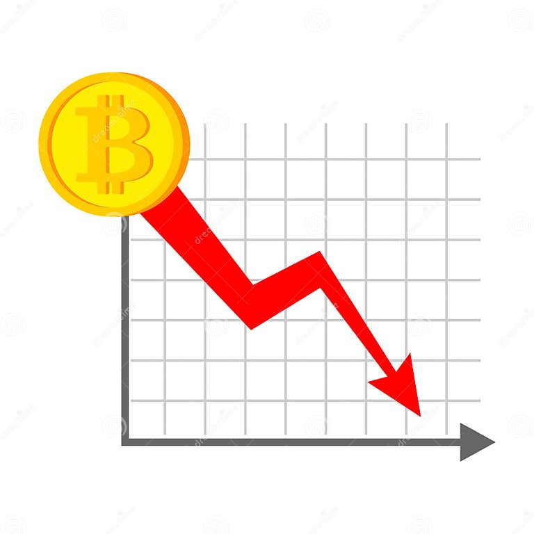Falling Bitcoin Graph. Decrease in Cryptocurrency Stock Vector - Illustration of commerce, icon ...