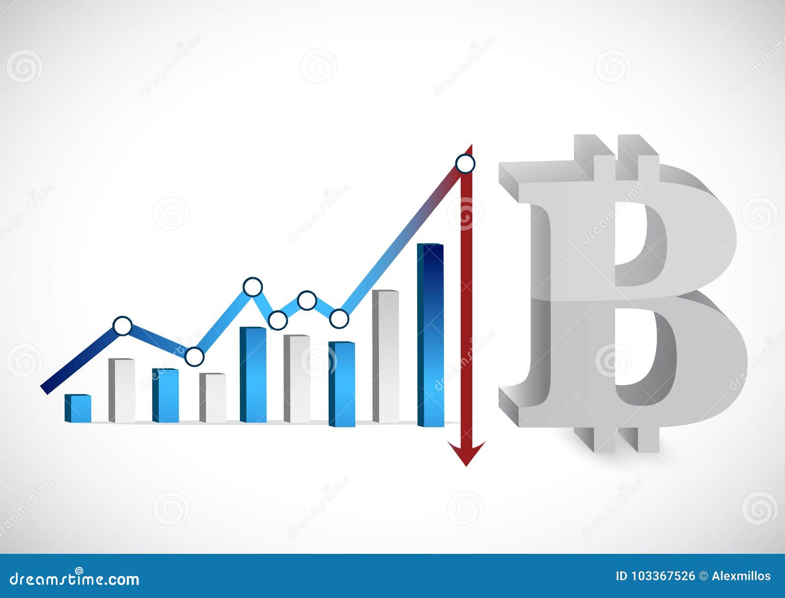 Falling Bitcoin Graph Illustration Design Stock Illustration ...