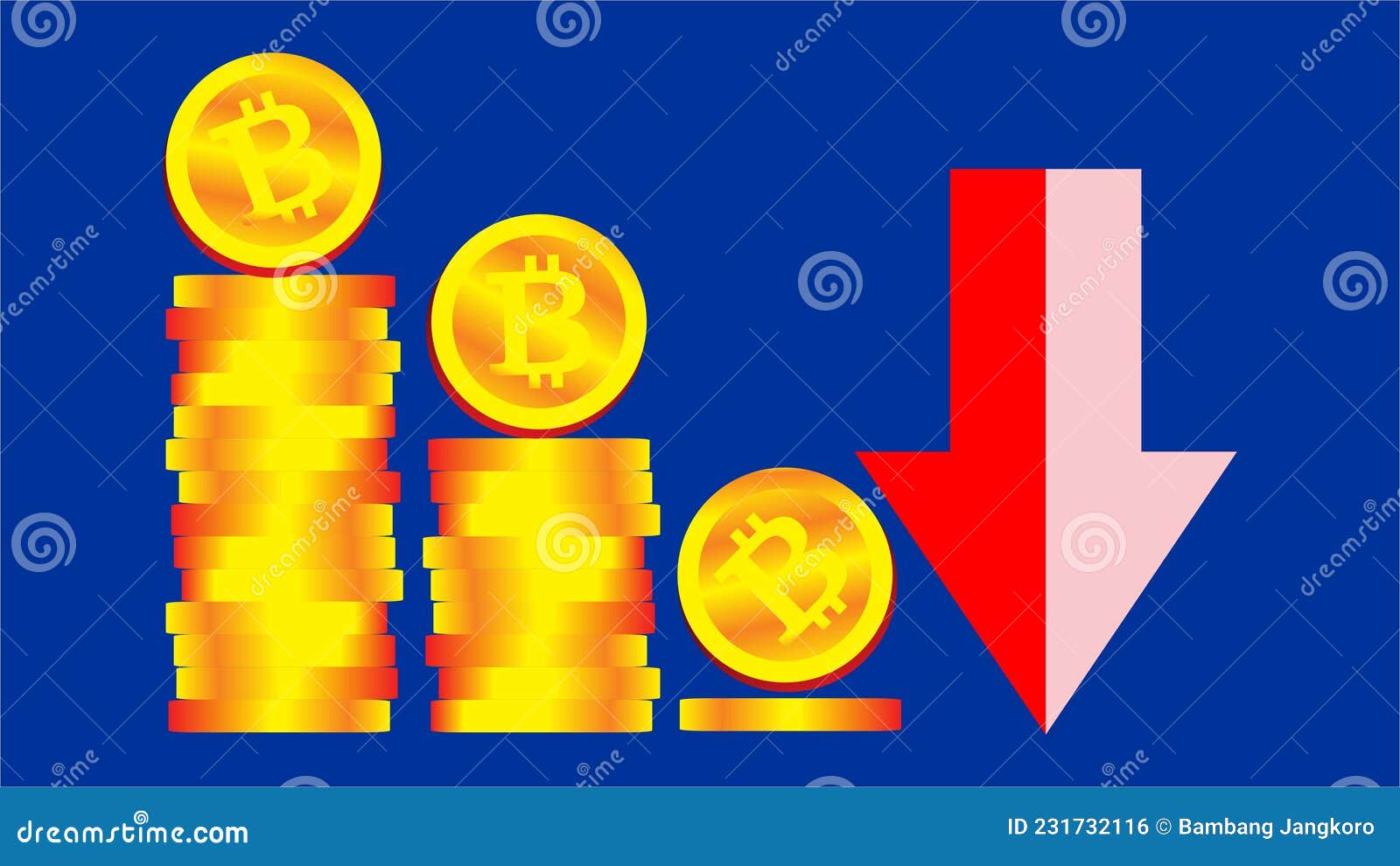 The Falling of Bitcoin Vector Illustration. Stock Illustration ...