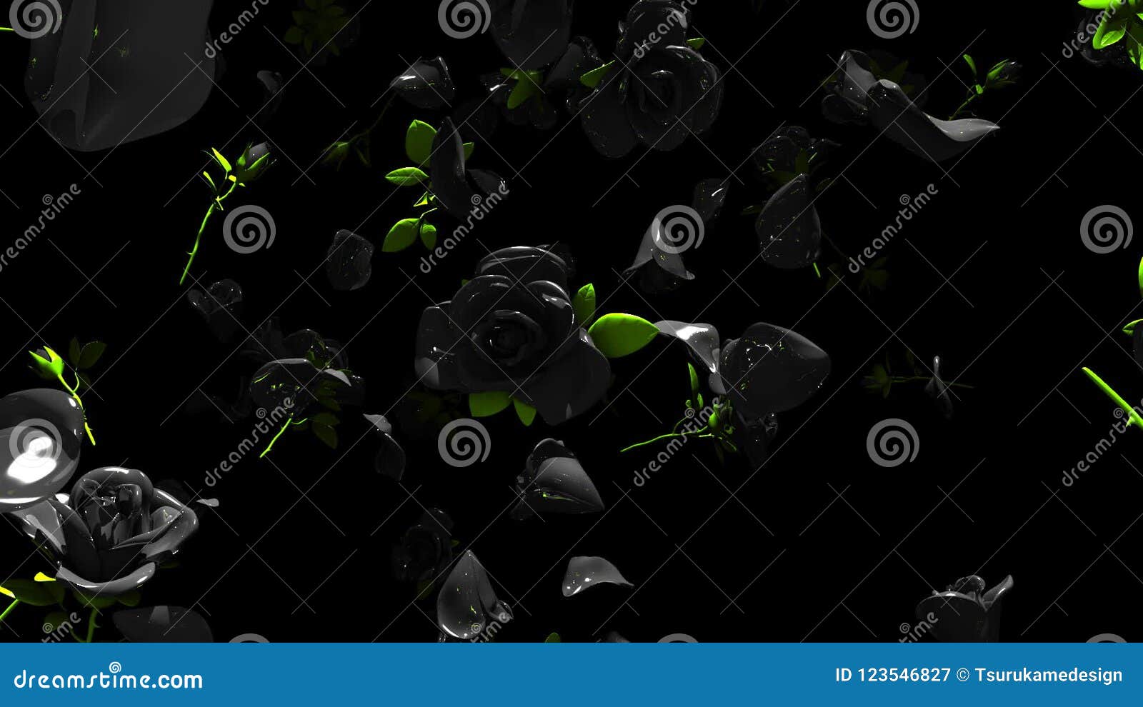 Falling Black Roses on Black Background Stock Video - Video of ...