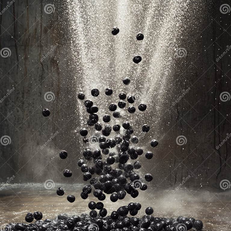 Falling Blackberries with Flour in Rustic Kitchen Setting Stock Photo ...