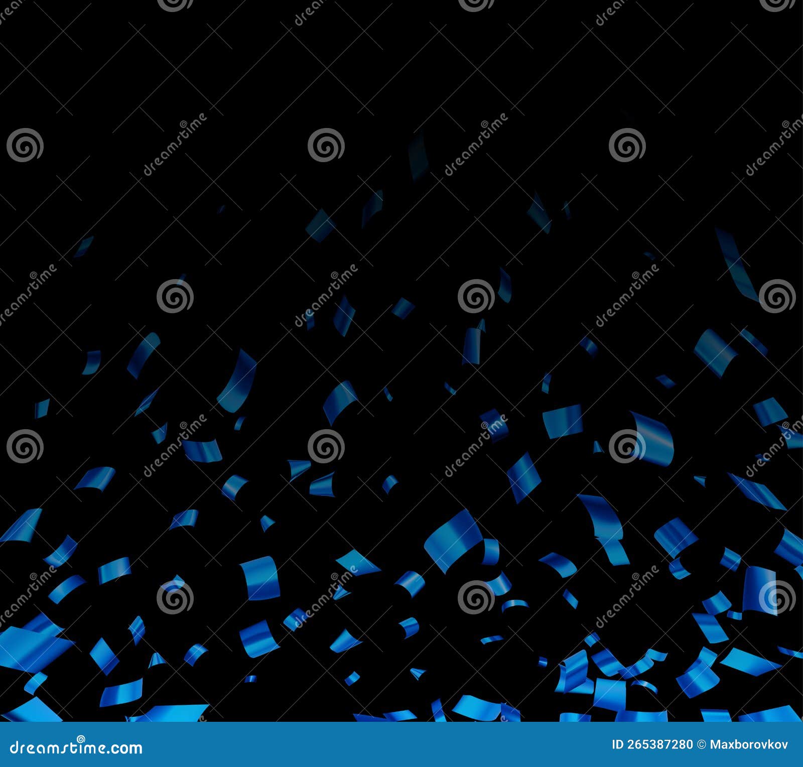 Falling Blue Cut Out Foil Ribbon Exploding Confetti Stock Vector ...