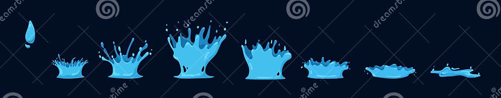 Falling Blue Drop Animation. Liquid in Gradual Frame Bymframe Motion ...