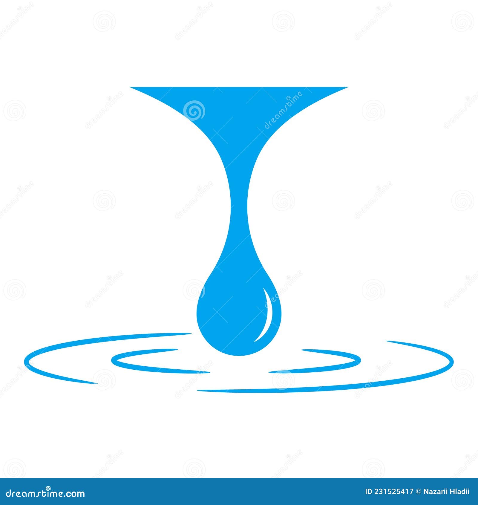Falling Blue Drop with Waves Icon. Vector Illustration. Stock Vector ...