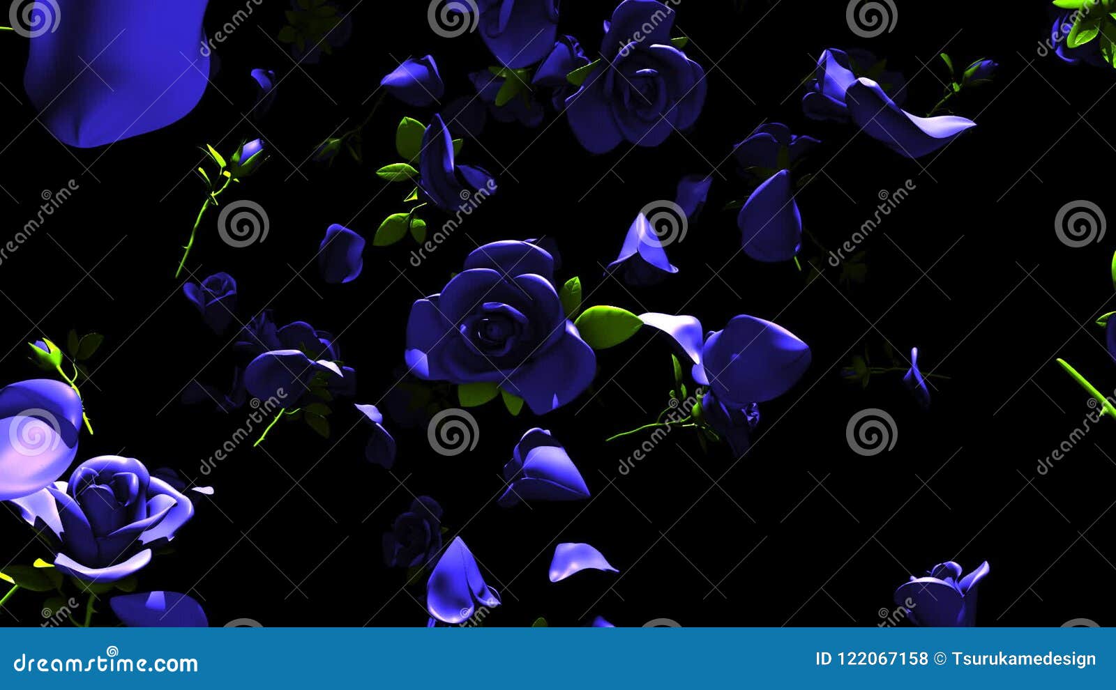 Falling Blue Roses on Black Background Stock Footage - Video of flower ...
