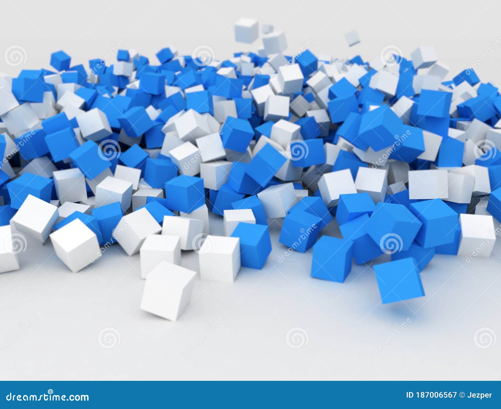 Falling Blue and White Cubes in a Big Pile Stock Illustration ...