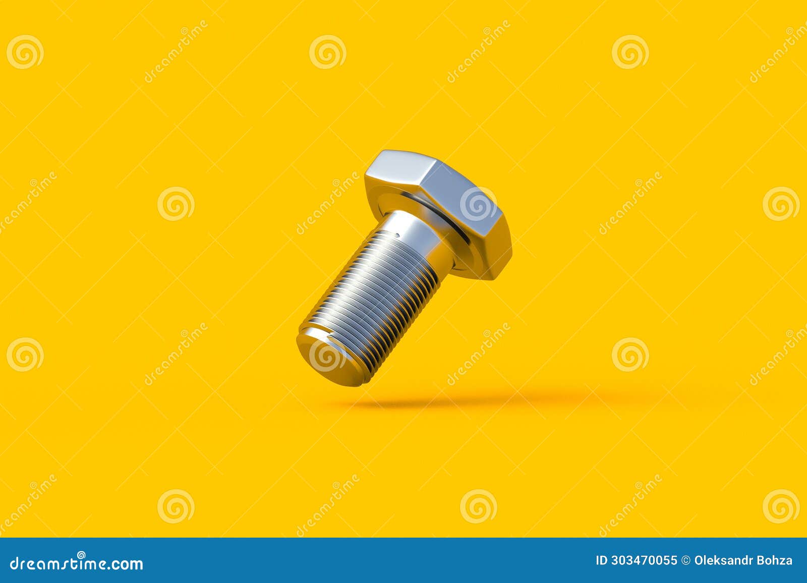 Falling Bolt on Yellow Background. Construction Materials. Industrial ...