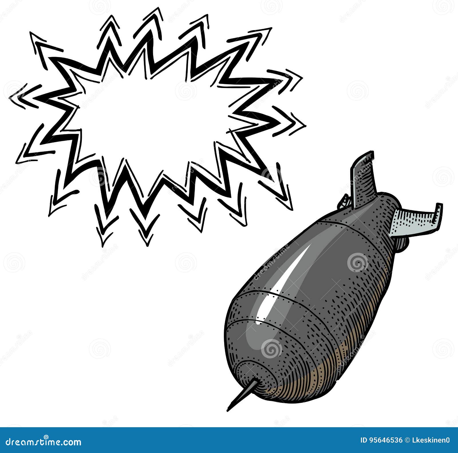 Falling bomb-100 stock vector. Illustration of drawn - 95646536