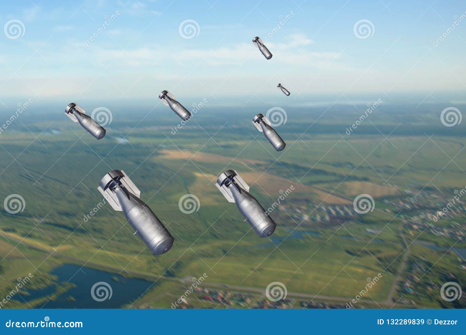 Falling Bombs Weapons Charges Dropped from a Fighter Combat Aircraft ...