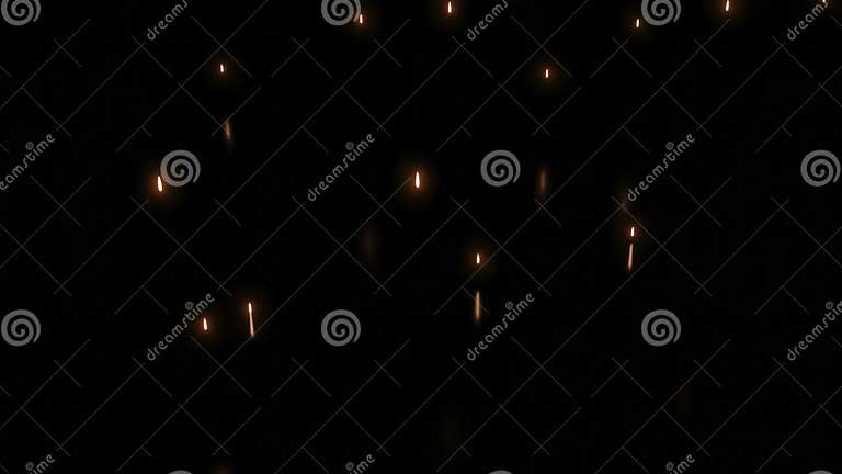 Falling Bright Particles with Reflection on Black Background. Design ...