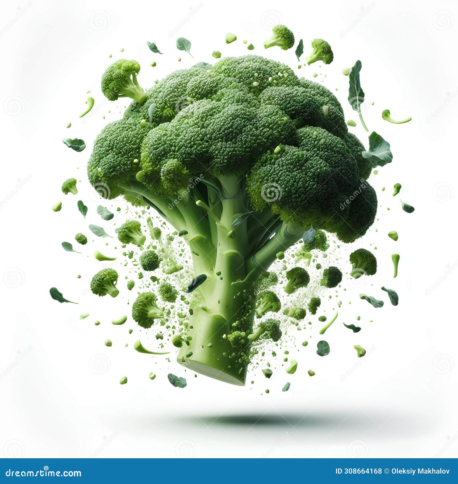 Falling Broccoli Isolated on White Background Stock Illustration ...