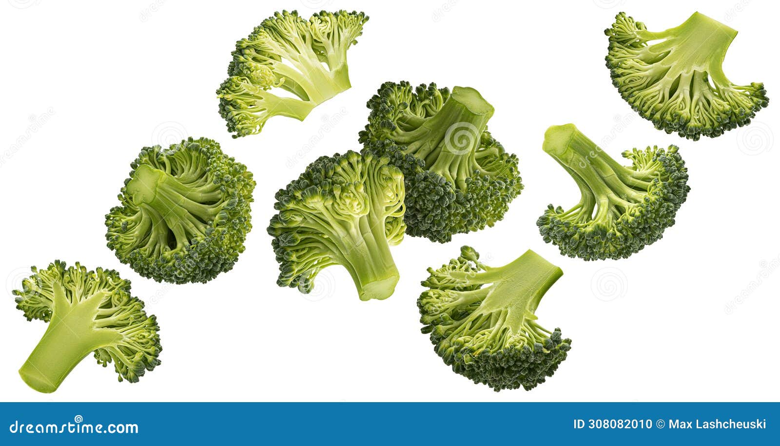 Falling Broccoli Isolated on White Background Stock Photo - Image of ...