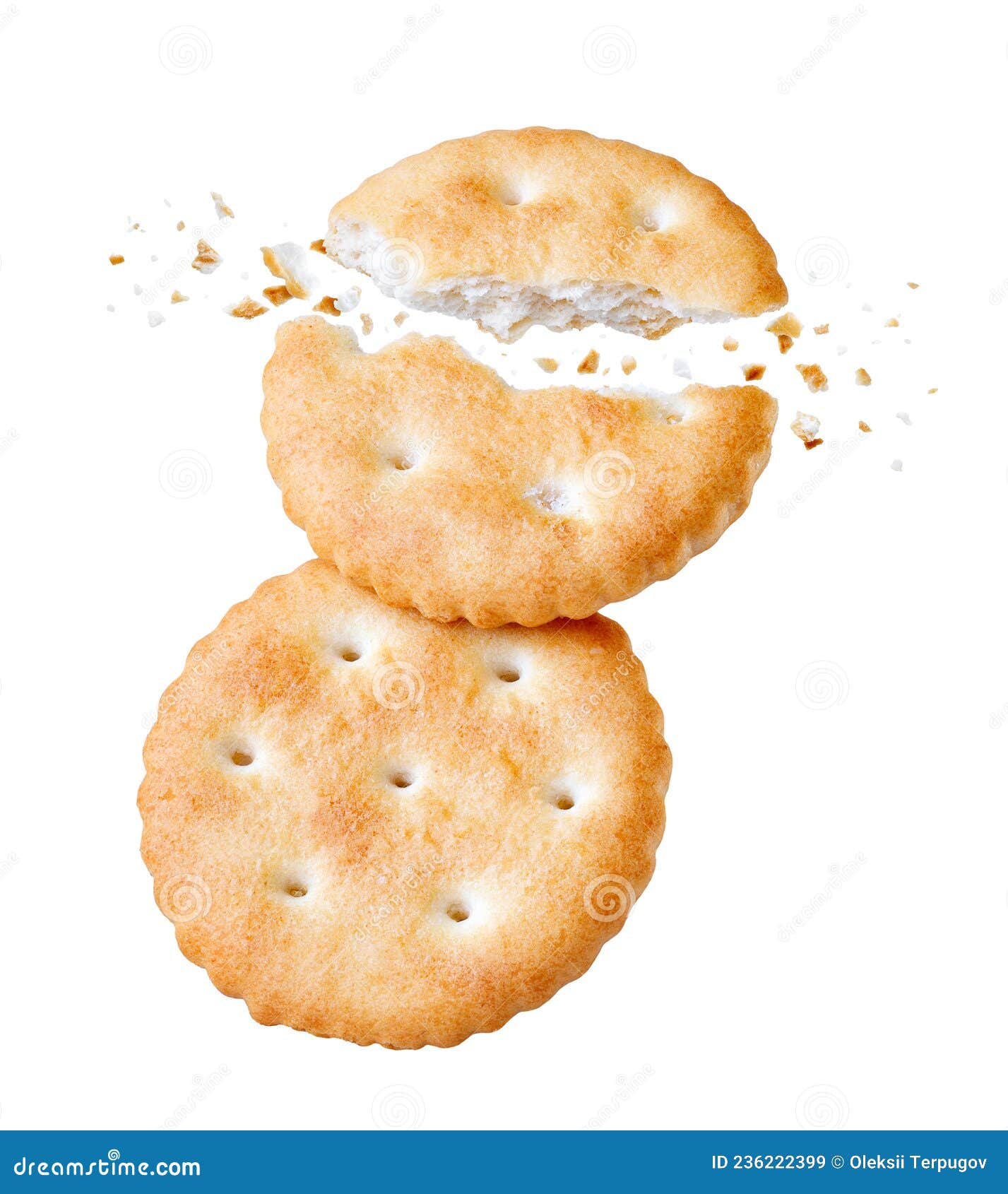 Falling Broken Crackers with Crumbs Isolated on White Stock Image ...