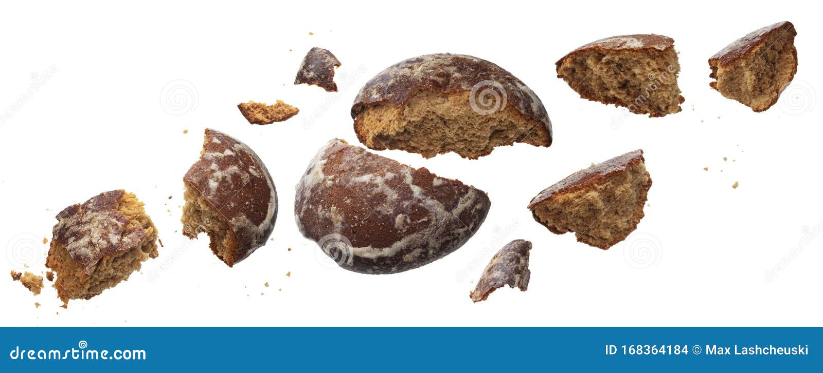 Falling Broken Gingerbread Isolated on White Background Stock Photo ...