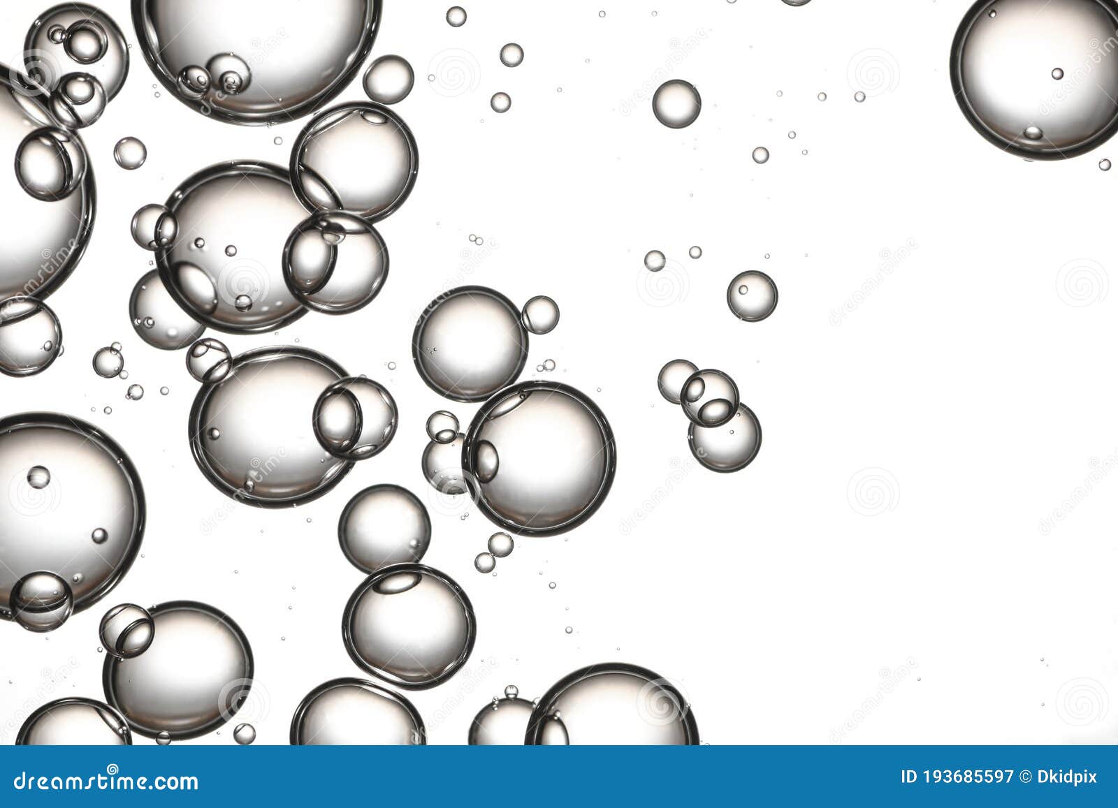 Falling bubbles over white stock illustration. Illustration of liquid ...