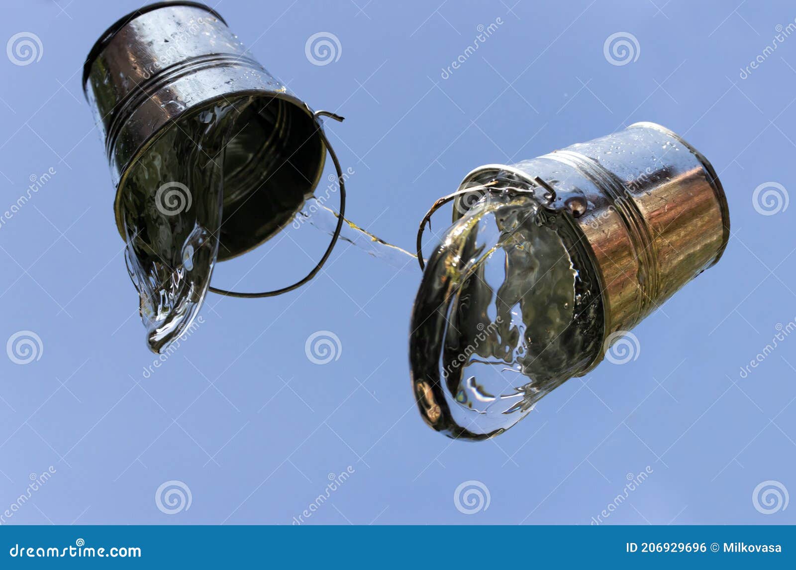 A Falling Buckets Splashes Water Stock Photo - Image of background ...