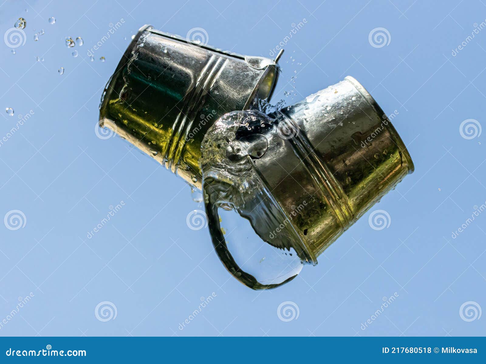 A Falling Buckets Splashes Water Stock Photo - Image of flying, pour ...