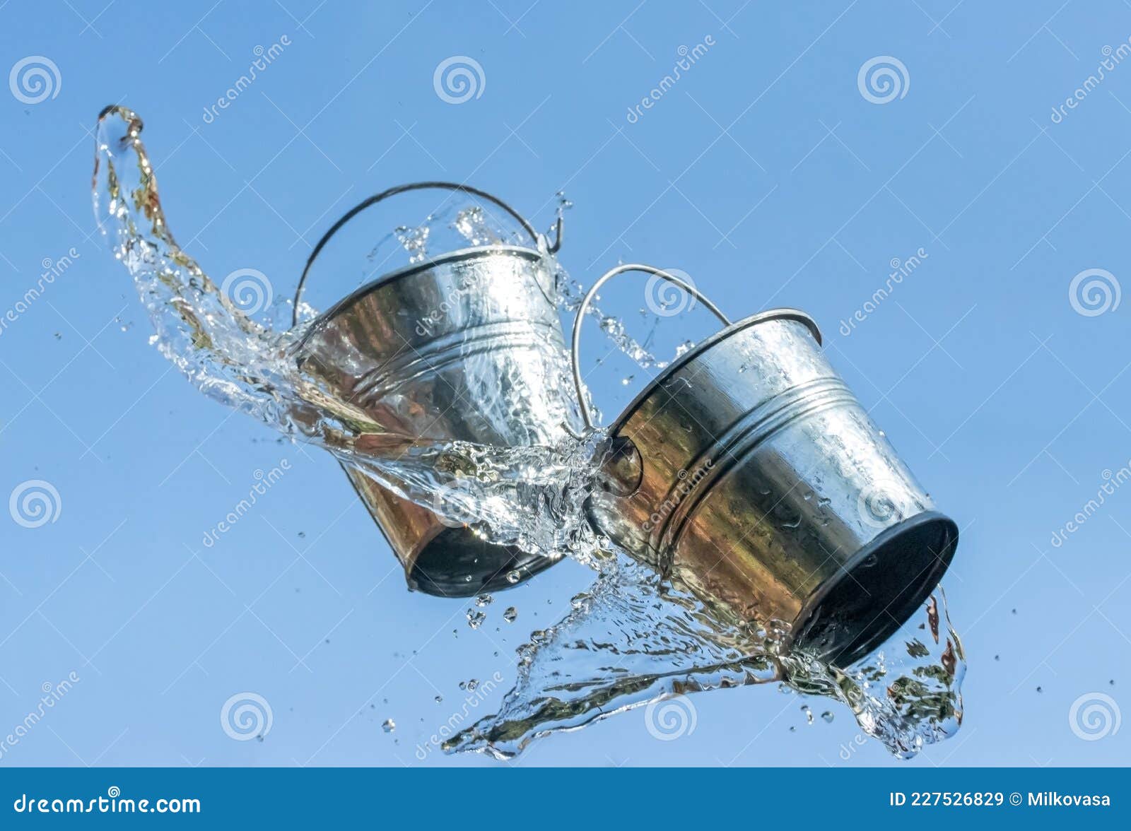A Falling Buckets Splashes Water Stock Image - Image of container ...
