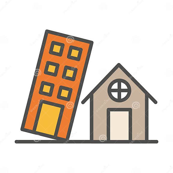 Falling Building. Vector Illustration Decorative Design Stock Vector ...