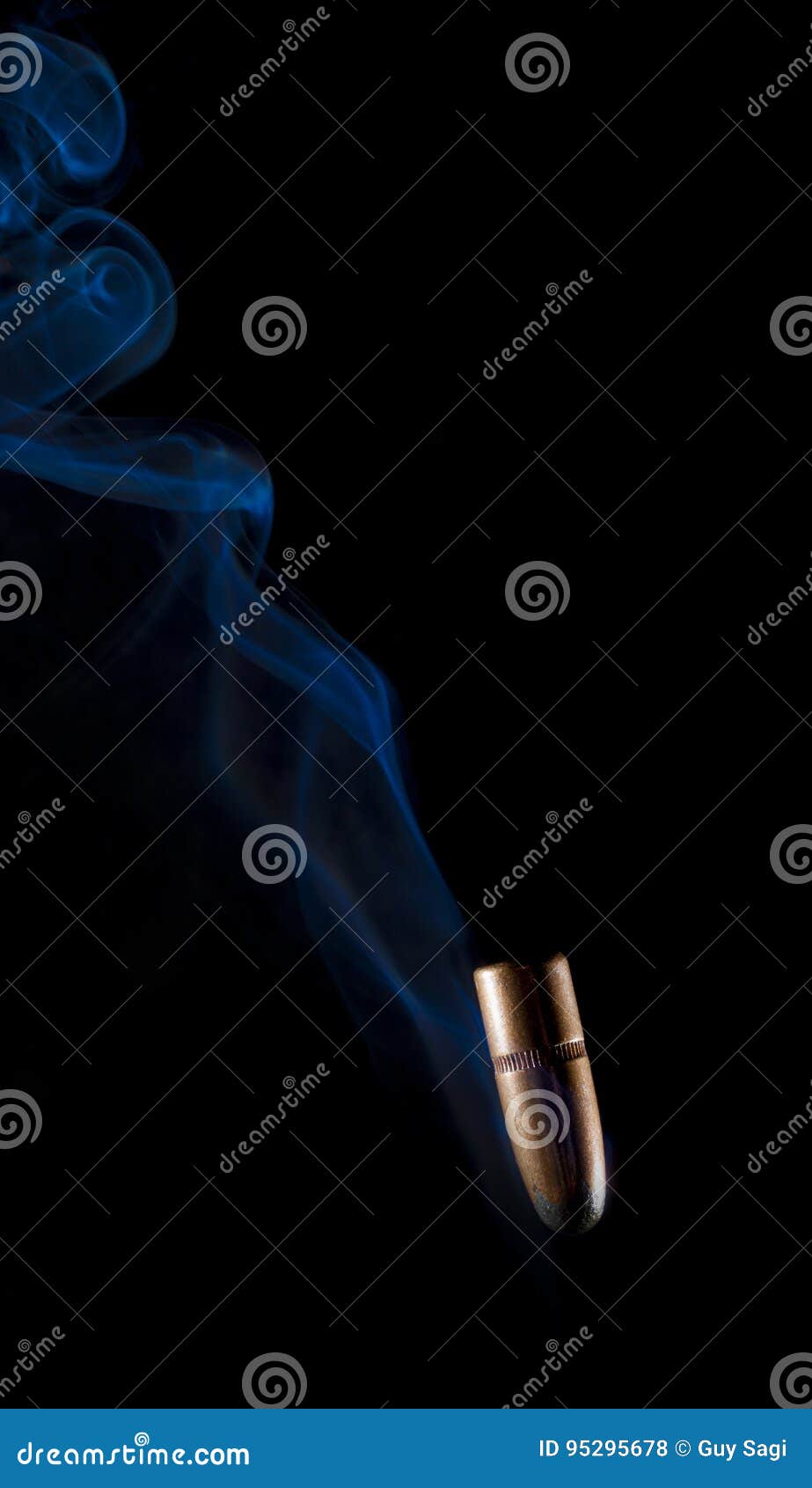 Falling bullet with smoke stock photo. Image of copper - 95295678