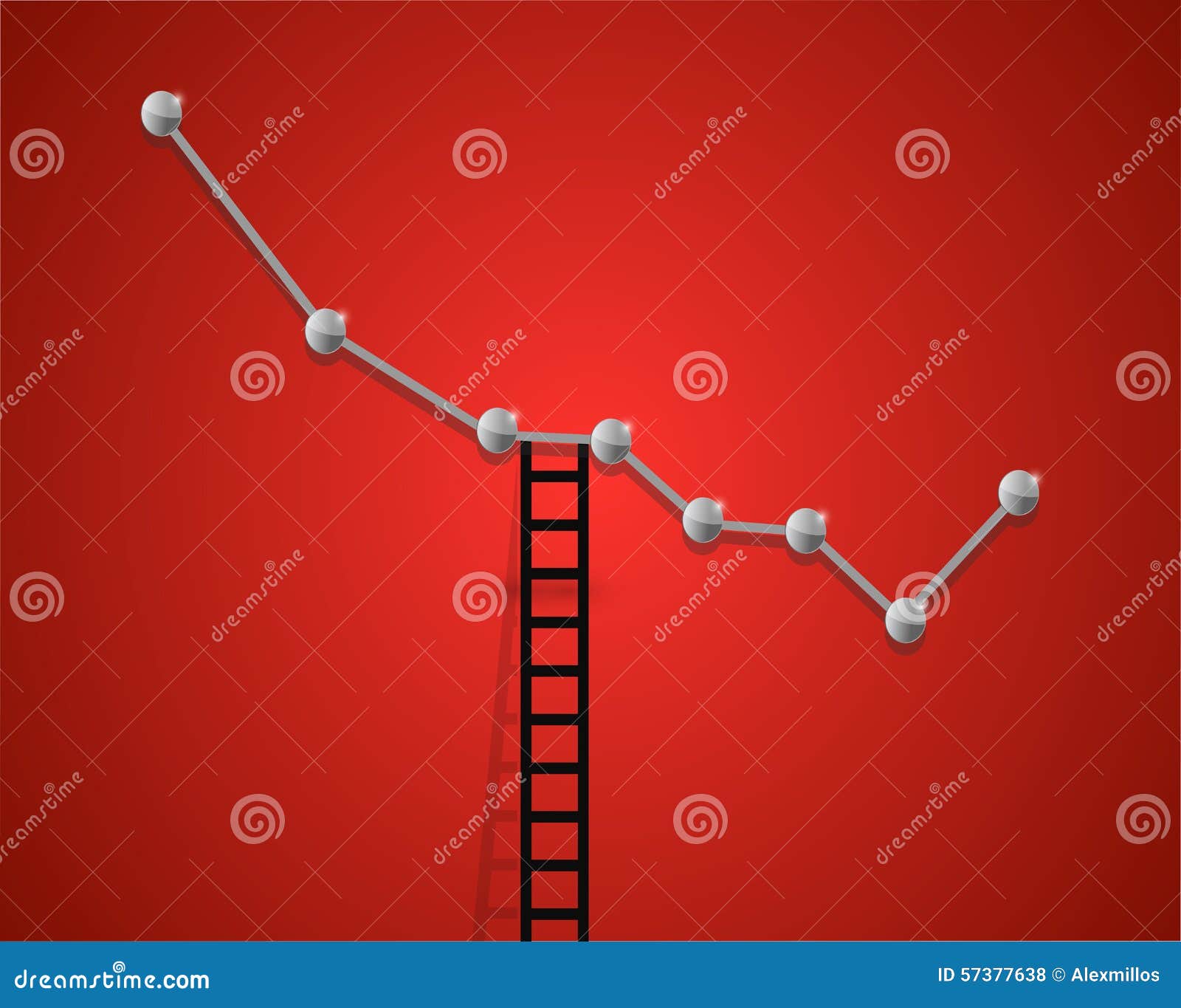 Falling Business Graph and Ladder Concept Stock Illustration ...
