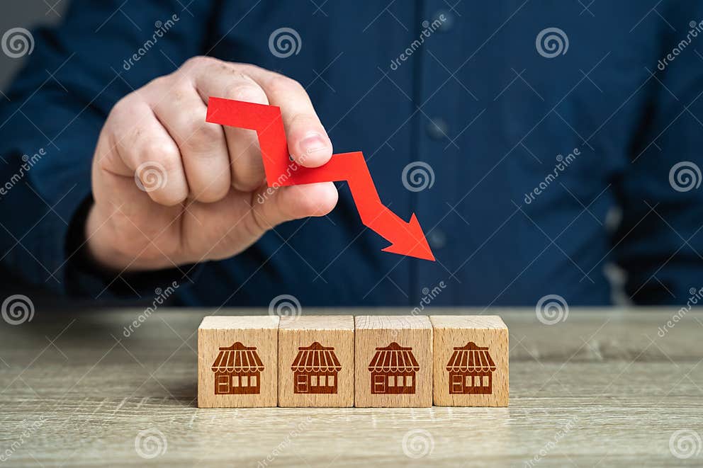 Falling Business Income. Economic Downturns, Market Disruptions Stock ...