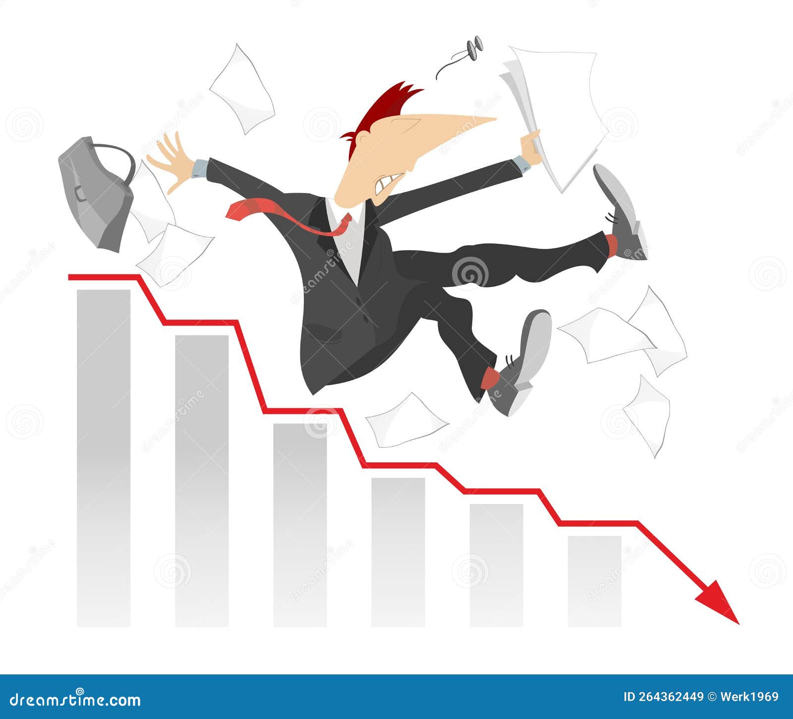 Businessman. Business Going Down . Concept Stock Vector - Illustration ...